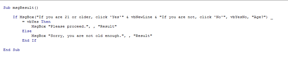 How To Create A VBA Message Box In Excel msgbox 