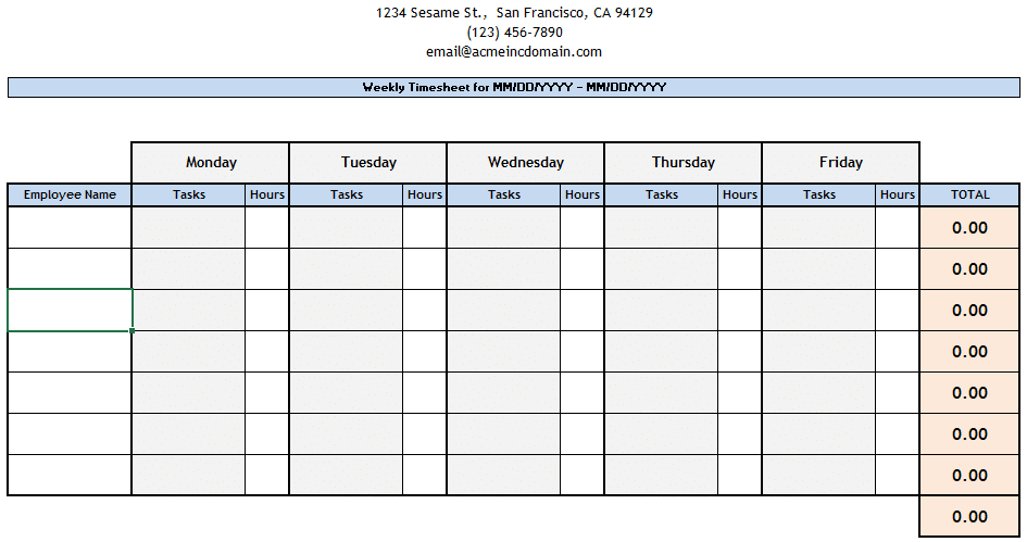 Timesheet Spreadsheet Template For Your Needs
