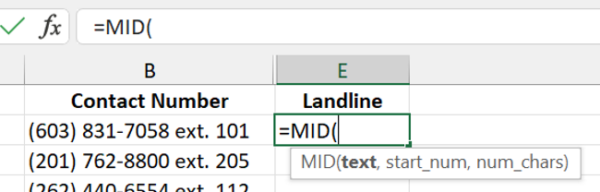 Excel Functions LEFT, RIGHT, MID, and LEN for Substrings