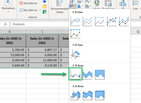 How to Create an Area Chart in Excel (2023)
