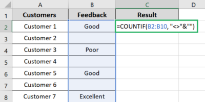 How to Count Not Blank Cells (Excel COUNTIF Function)