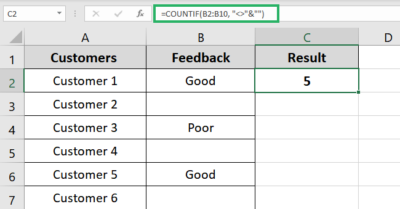 How to Count Not Blank Cells (Excel COUNTIF Function)