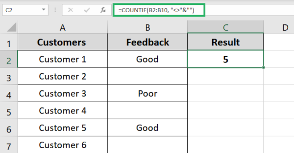 How to Count Not Blank Cells (Excel COUNTIF Function)
