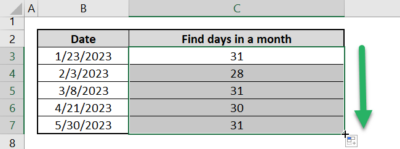 Find the Number of Days in a Month with Excel Formula
