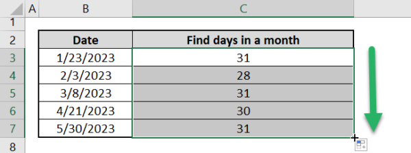 Find the Number of Days in a Month with Excel Formula