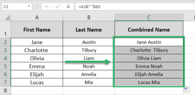 How to Combine First and Last Name in Excel