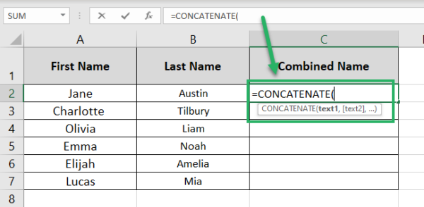 How to Combine First and Last Name in Excel