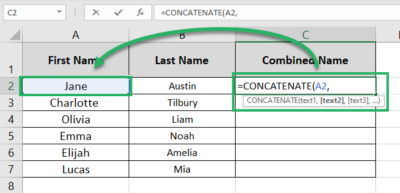 How to Combine First and Last Name in Excel