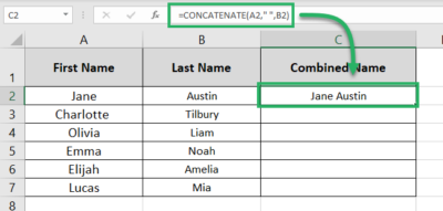 How to Combine First and Last Name in Excel