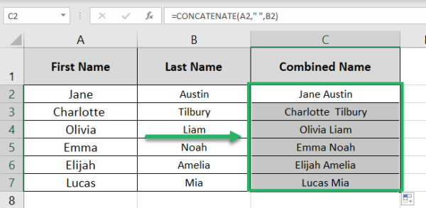 How to Combine First and Last Name in Excel