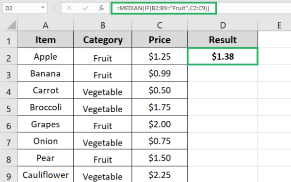 How to Calculate MEDIAN IF in Excel ("MEDIANIFS" Formula)