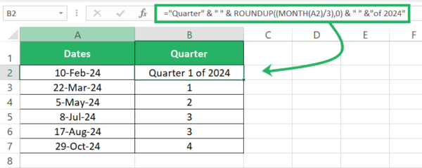 How to Calculate Quarter From a Date (Excel Formula)