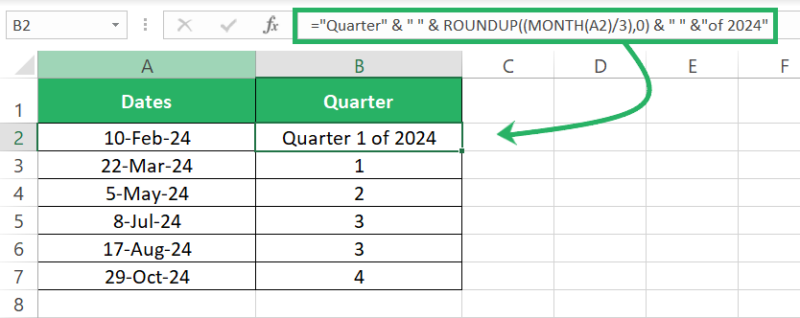 How to Calculate Quarter From a Date (Excel Formula)
