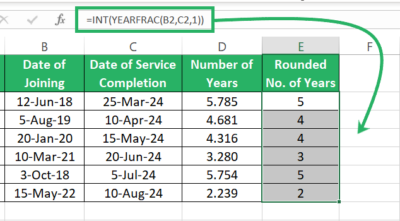 How to Calculate Years of Service in Excel (Easily)