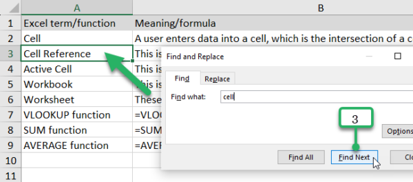 How to Search for Words and Names in Excel Sheet
