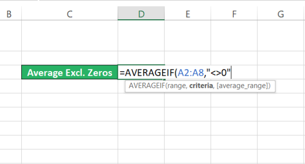 How to Average a Range in Excel and Ignore Zero (0) - Spreadsheeto