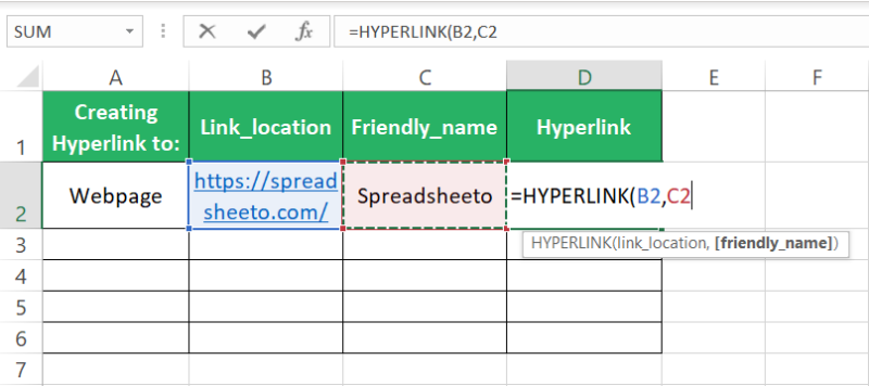 How to Use Excel's HYPERLINK Function (Examples) - Spreadsheeto