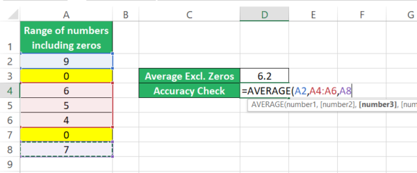 How to Average a Range in Excel and Ignore Zero (0) - Spreadsheeto