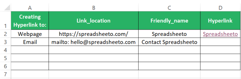 How to Use Excel's HYPERLINK Function (Examples) - Spreadsheeto