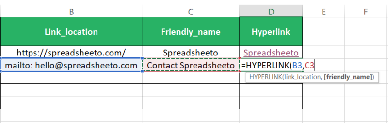 How to Use Excel's HYPERLINK Function (Examples) - Spreadsheeto