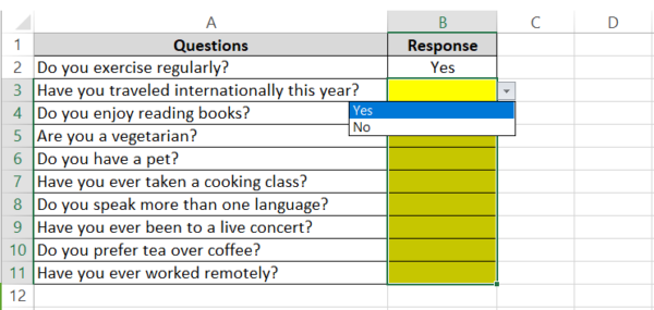 How to Add Yes or No Options in Excel (Drop-down & Box) - Spreadsheeto