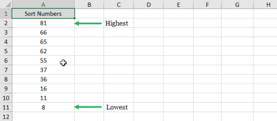 How to Sort Numbers in Excel (Lowest to Highest, etc.) - Spreadsheeto