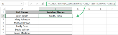 How to Switch First and Last Name in Excel (Easily) - Spreadsheeto