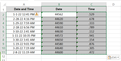 How to Separate Date and Time in Excel (Example) - Spreadsheeto
