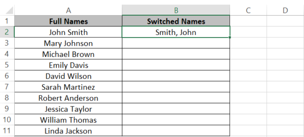How to Switch First and Last Name in Excel (Easily) - Spreadsheeto