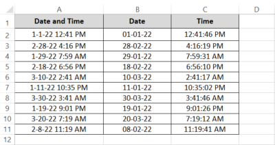 How to Separate Date and Time in Excel (Example) - Spreadsheeto