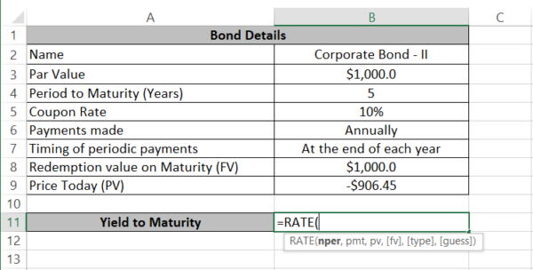 Calculate Yield to Maturity (Excel Formula YIELDMAT) - Spreadsheeto